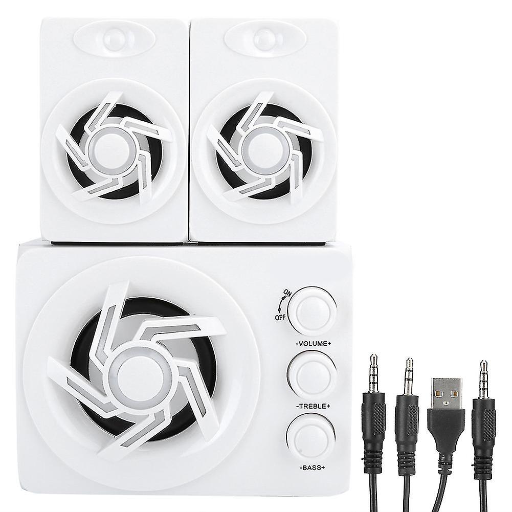Sada Computer Speaker Subwoofer 2.1 Channel White For Notebook Desktop ...