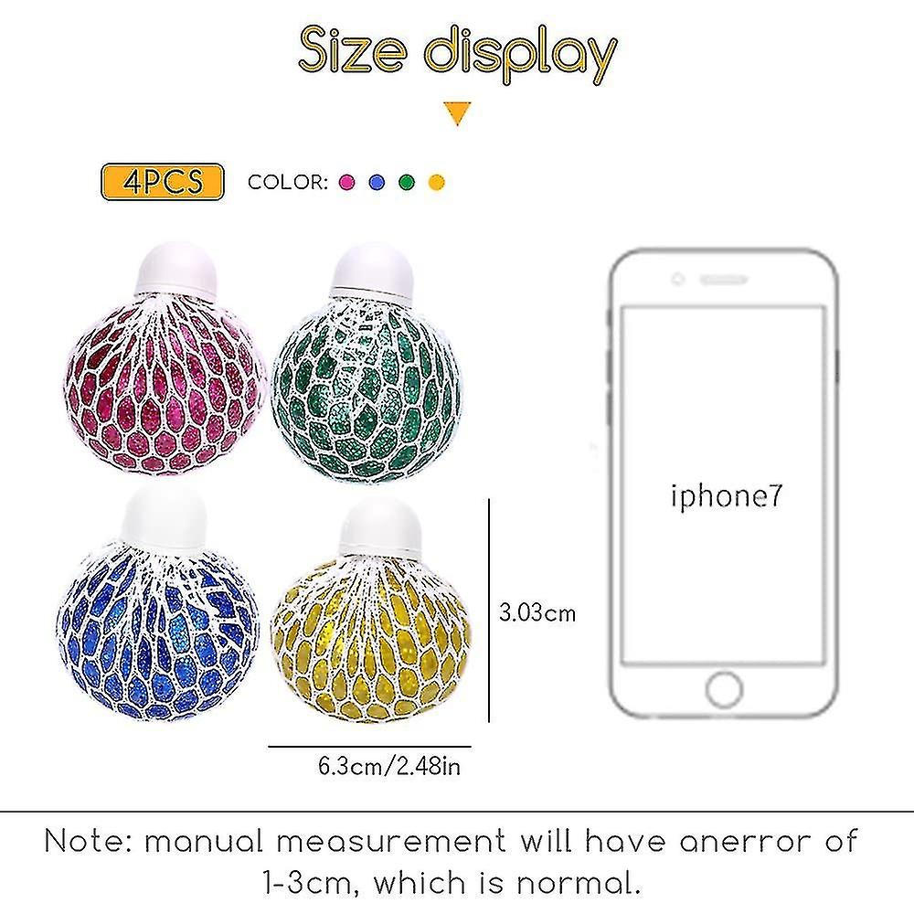 Squeeze Ball With Net, Pack Of 4 Squishy Mesh Ball, Squeeze Ball In Net ...