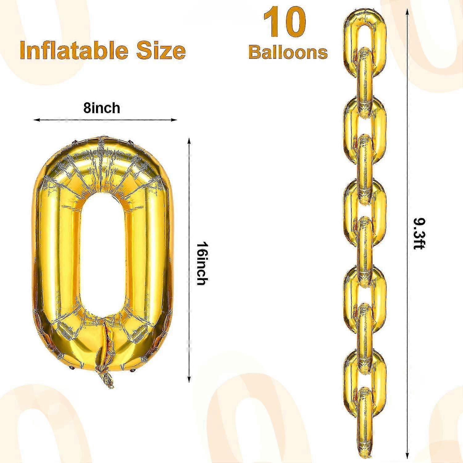 48 Pieces 16 Inches Foil Chain Balloons Jumbo Gold Chain Balloons Chain ...