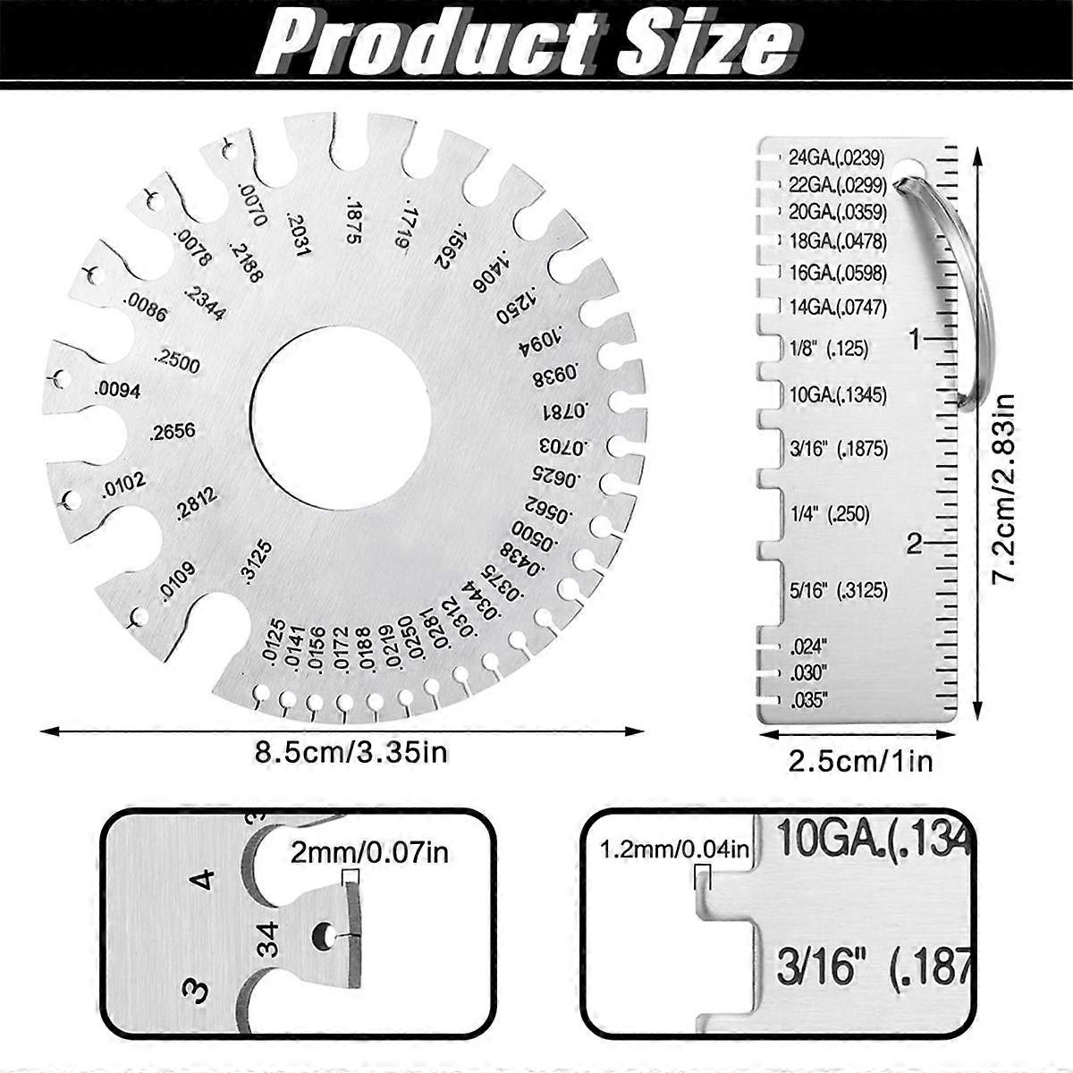2Set of Metal Sheet Thickness Gauge with Round Dual Sided Wire Gauge ...
