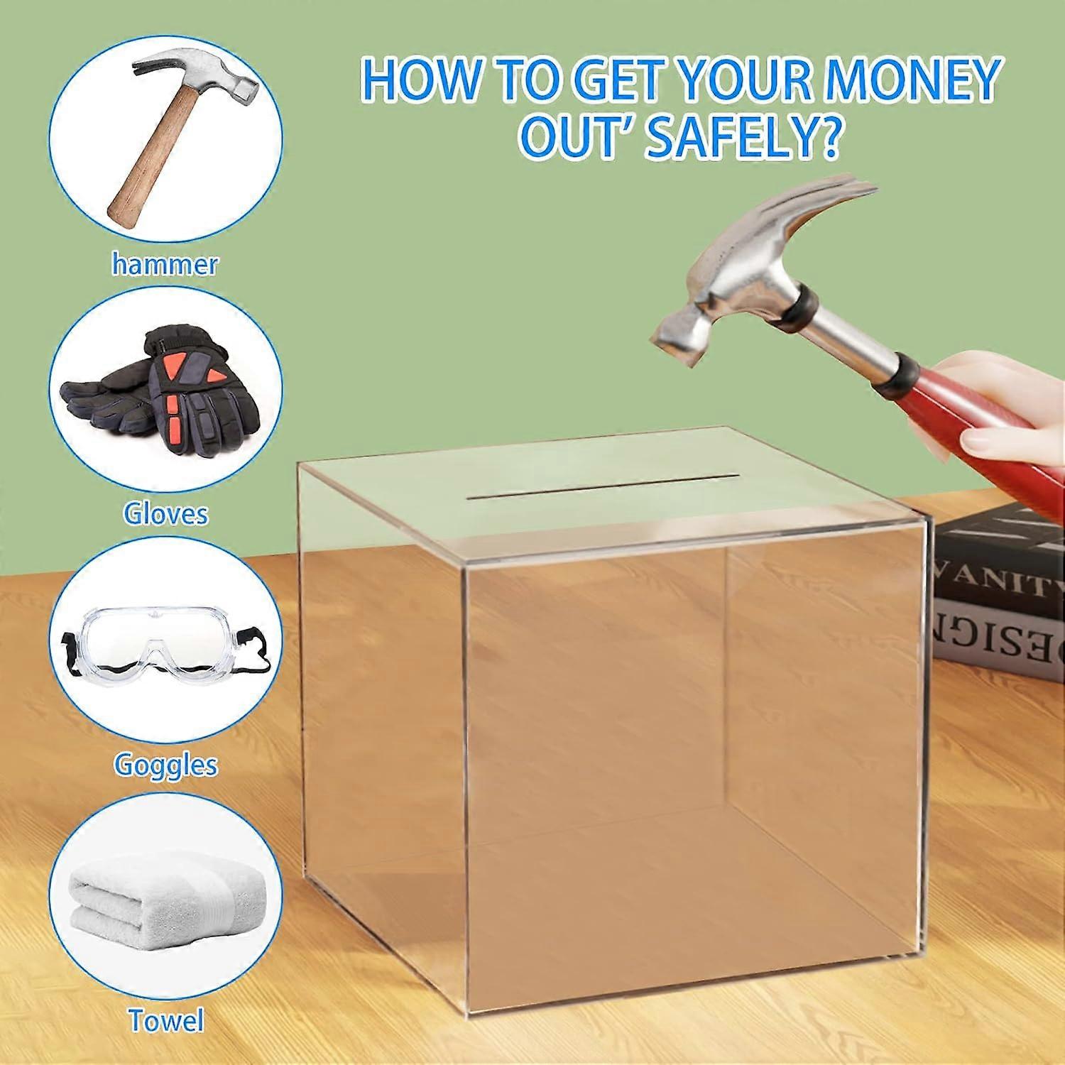 Clear Piggy Bank for Adults kids Acrylic Piggy Bank Break to Open ...