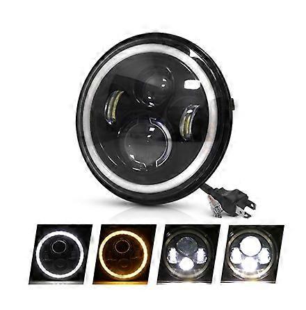 2 Pcs 55 Inch 4 LED Headlight with Full Ring Dubble DRL Color-Three ...