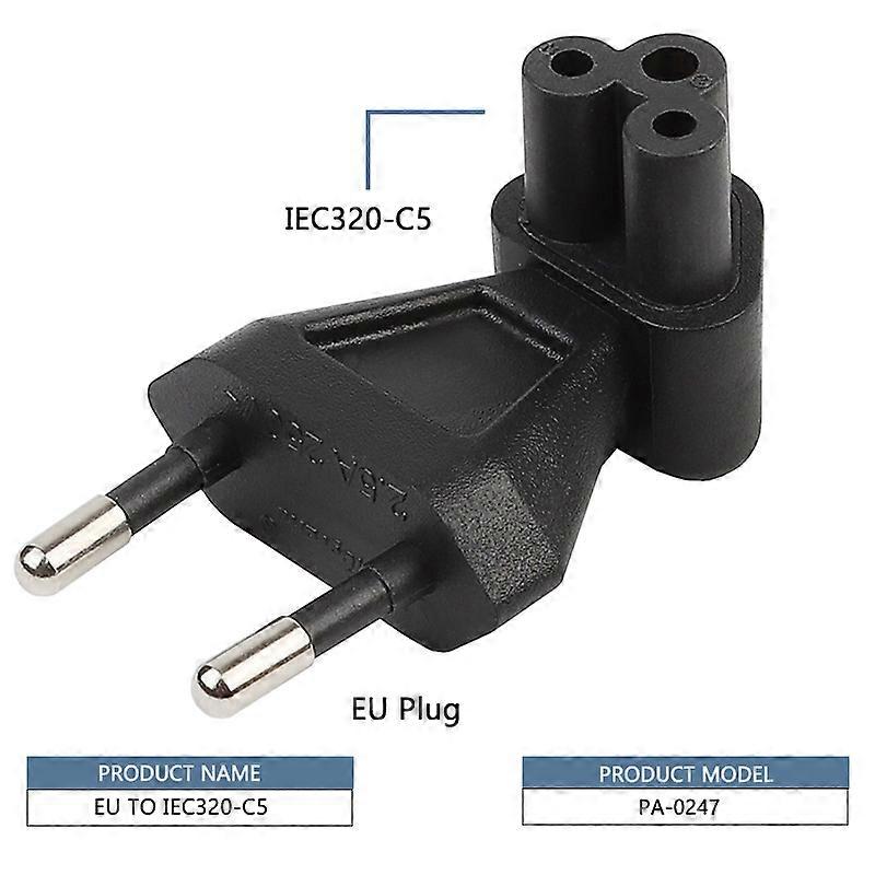 2-Pin Eu Male To Iec 320 C5 Female Ac Adapter 2.5A Fuse,Eu Industrial ...