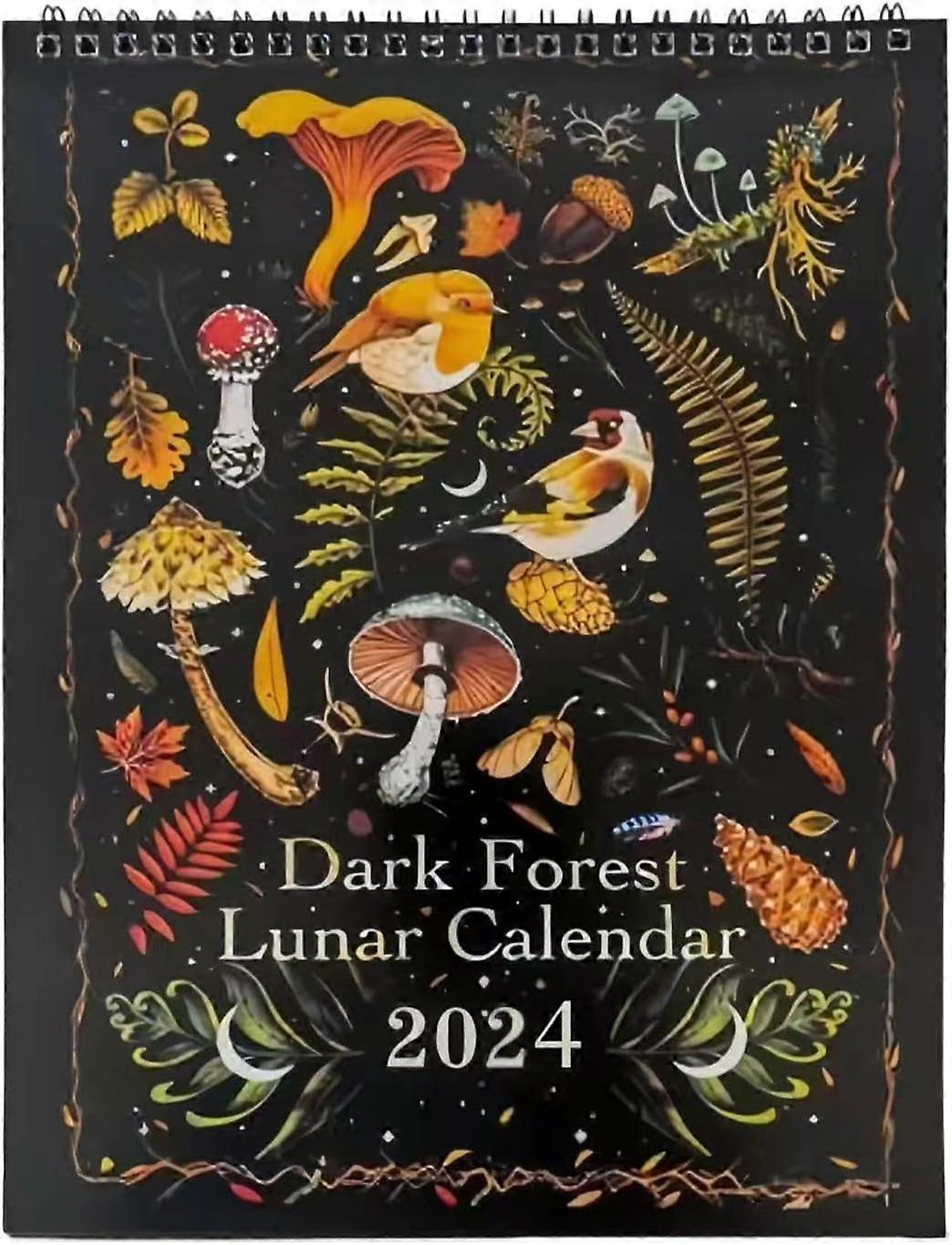 Dark Forest Lunar Calendar 2024 | Moon Calendar 2024 Lunar Phases Moonlight | Monthly Wall Art ...