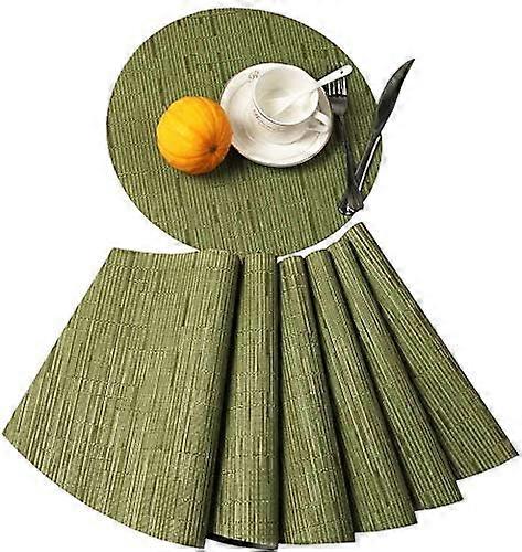 Round Table Placemats Set of 7 Woven Vinyl 6 Wedge Place Mats with ...