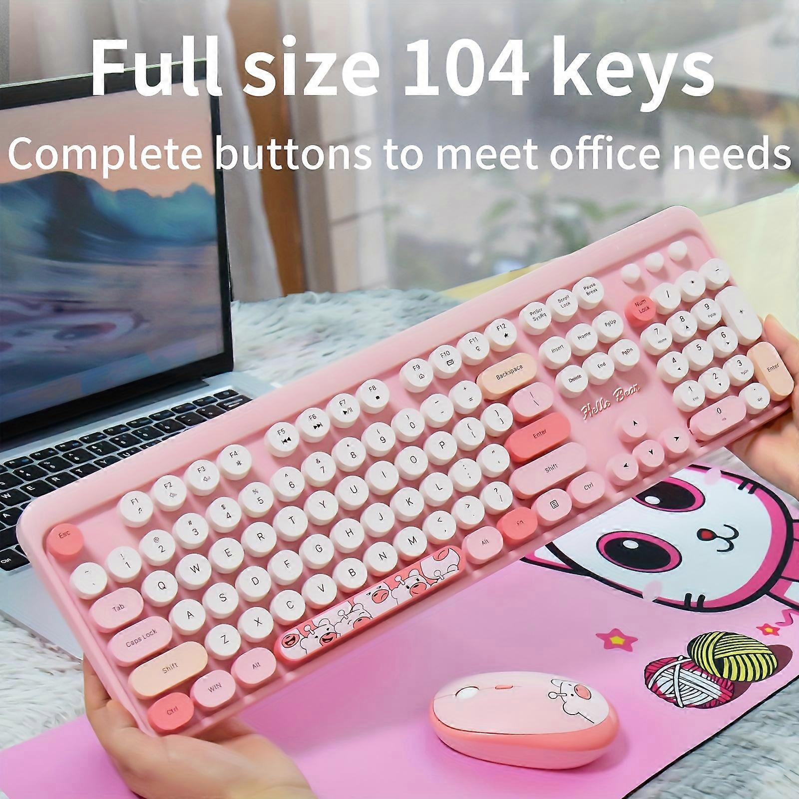 Retro Wireless Keyboard and Mouse Combo - Full Size Typewriter Style ...