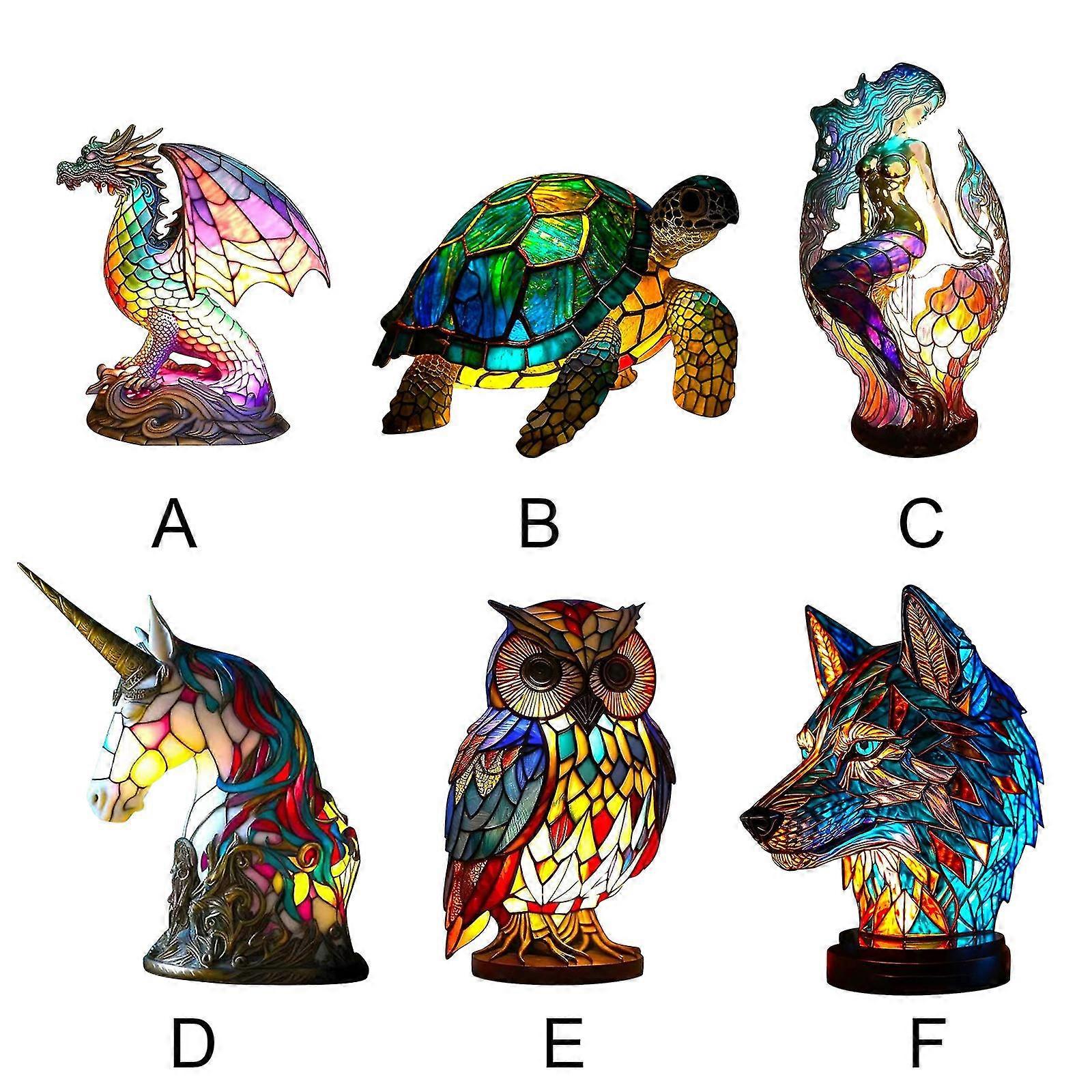 Stained Glass Animals Shape Table Lamp, Vintage Animal Table Lamps For ...