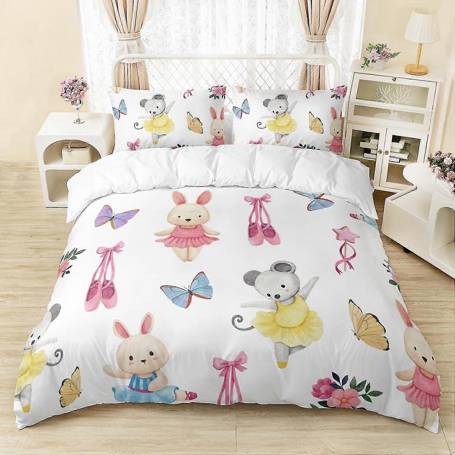 b2145 Bed Sheets Cartoon Animal Wildlife Wildlife Red 3 Piece Bedding Set 1 Quilt Cover and 2 ...