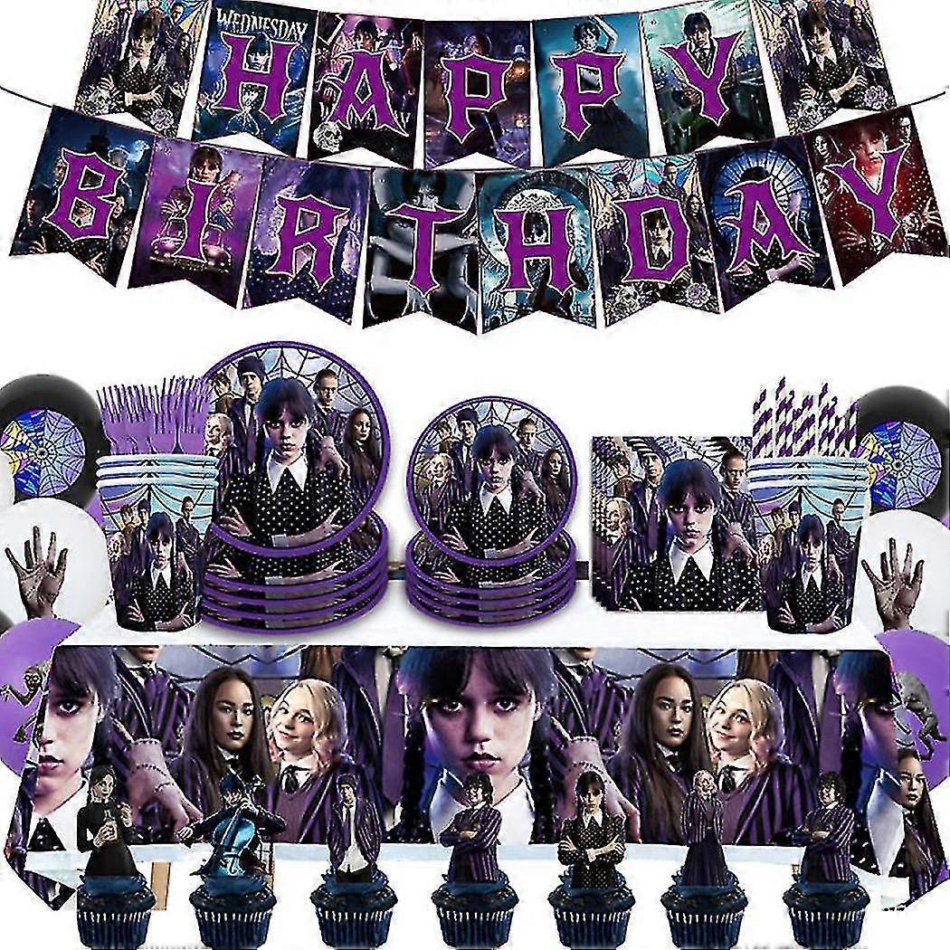 Wednesday Addams Movie Theme Birthday Party Decoration Tableware Paper ...