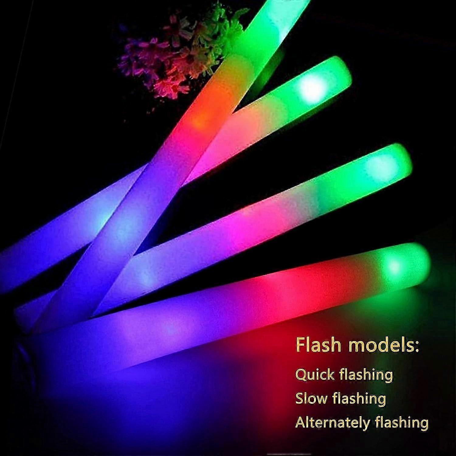 LED Foam Sticks,12 Pcs Multicolor Glow Sticks Party Pack Glow Batons ...