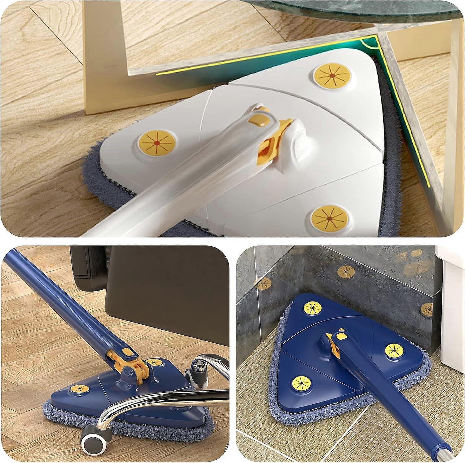 360 Rotating Adjustable Cleaning Mop Triangle Mop with 4 Mop Head, Microfiber Cleaning Mops for ...