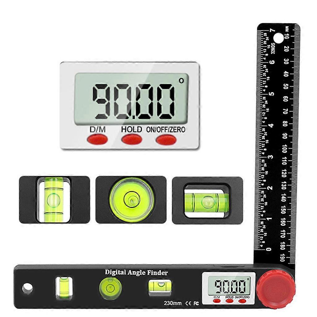 Digital Protractor 4-in-1 Multifunction Bevel Ruler 0 ~ 360 Digital Angle Finder with LCD ...