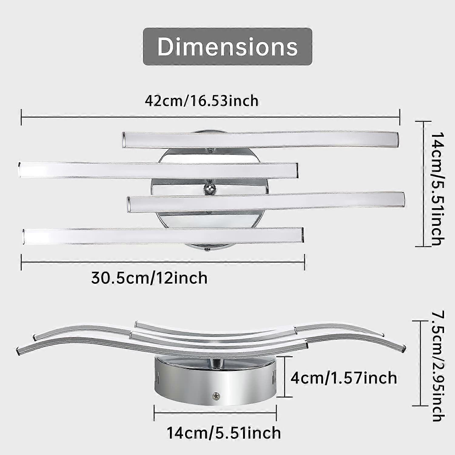 Modern Ceiling Design Curved Ceiling Light, 24W LED Fixture with 4 ...