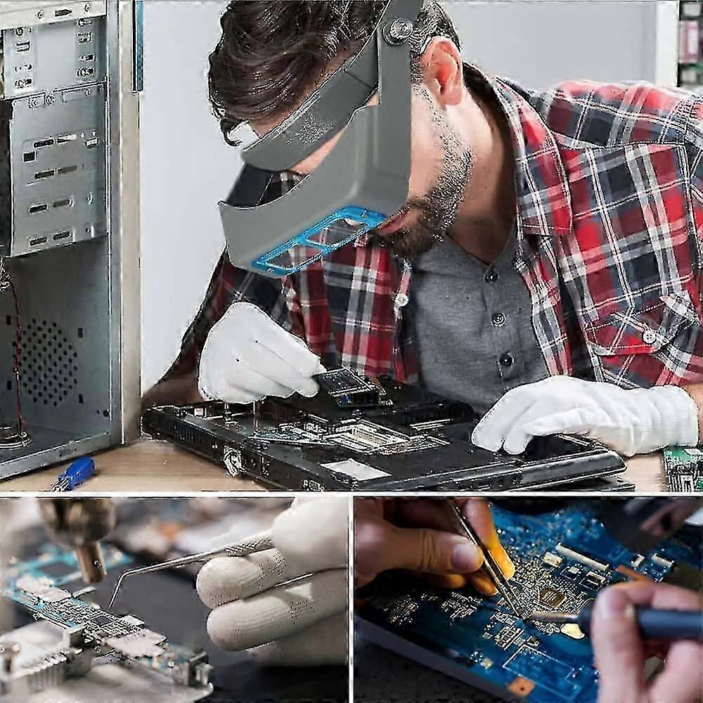 Headband Magnifier, Professional Double Lens Head-mounted Loupe Jewelry ...