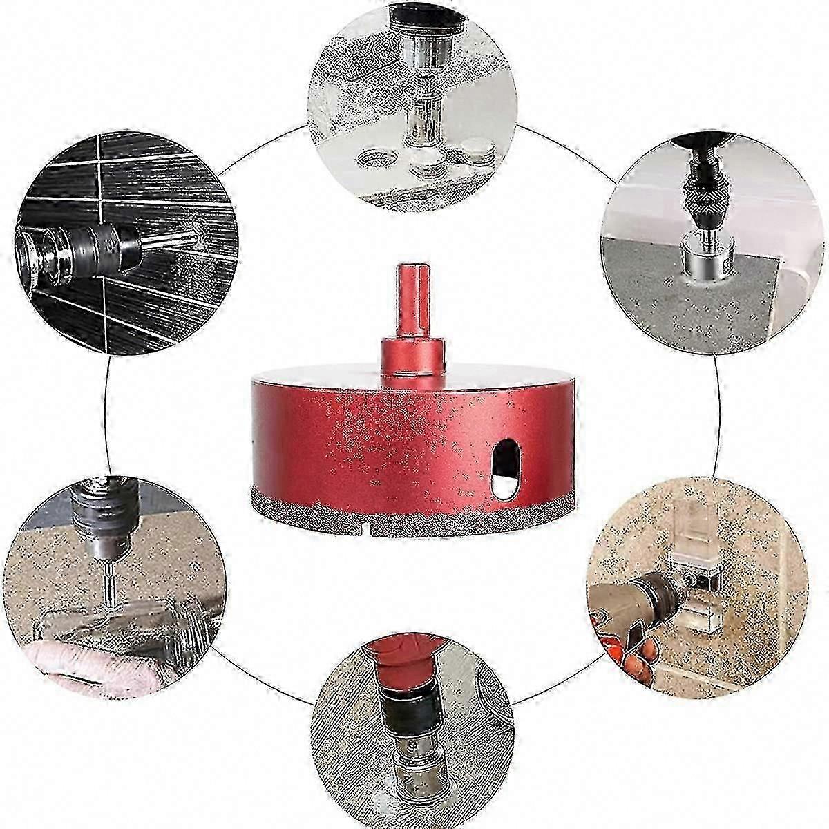 Diamond Coated Hole Saw Drill Bit for Glass Tile Granite Marble - 100mm ...