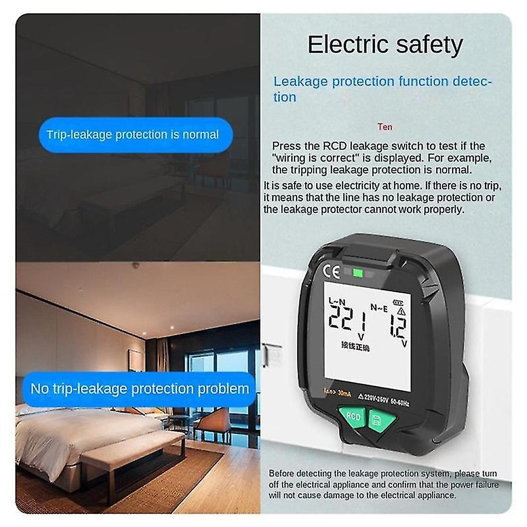 Full Screen Socket Tester Ground Zero Ac Voltage Tester 30v-250v Rcd ...