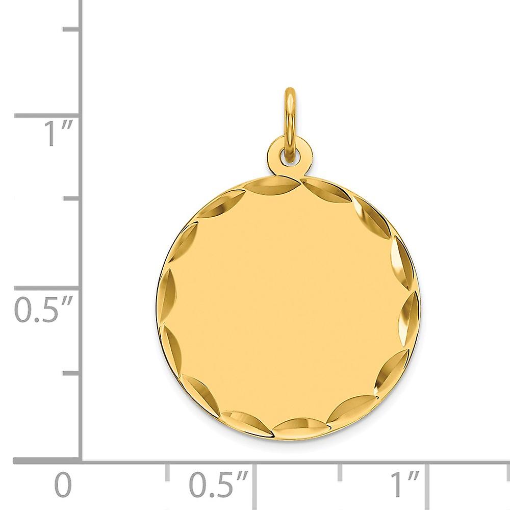 14k Yellow Gold Solid Faceted Polished Engravable Etched .018 Gauge ...