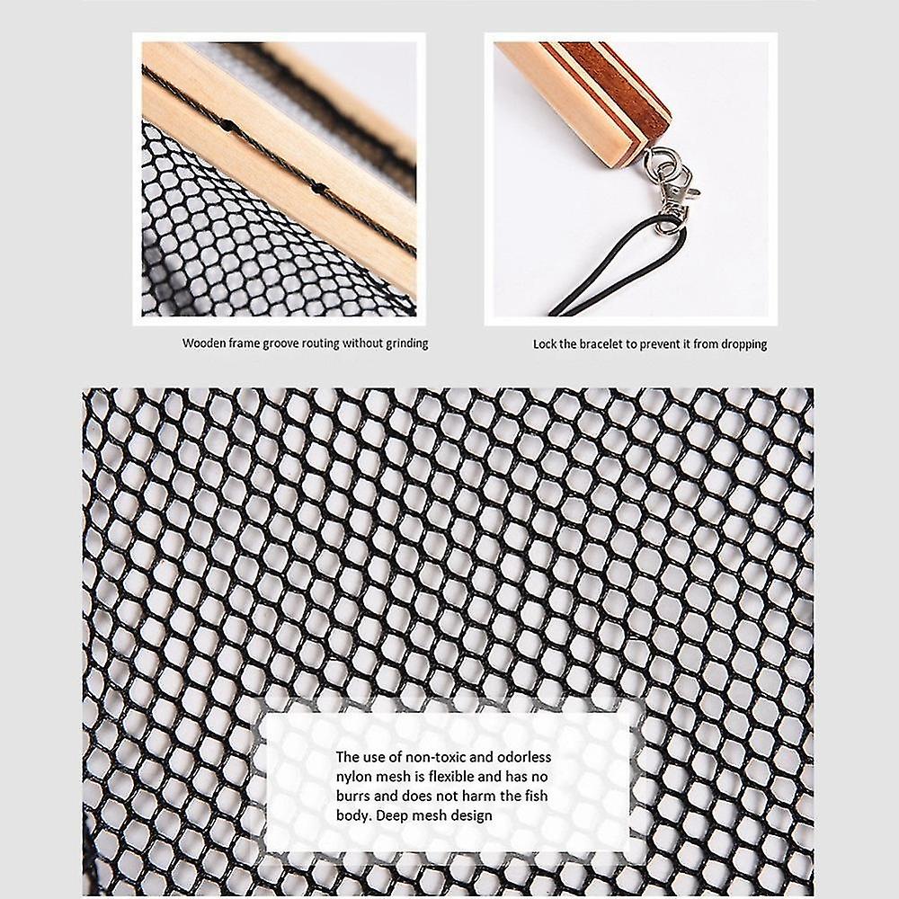 Fly Fishing Landing Net Wooden Handle Nylon Landing Handle Trout Mesh ...