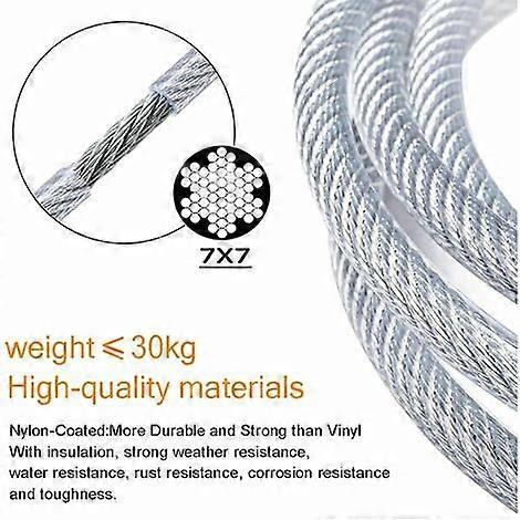 Stainless Steel Cable Kit, 2mm Sheathed Steel Cable + Screw-in Eyebolt ...