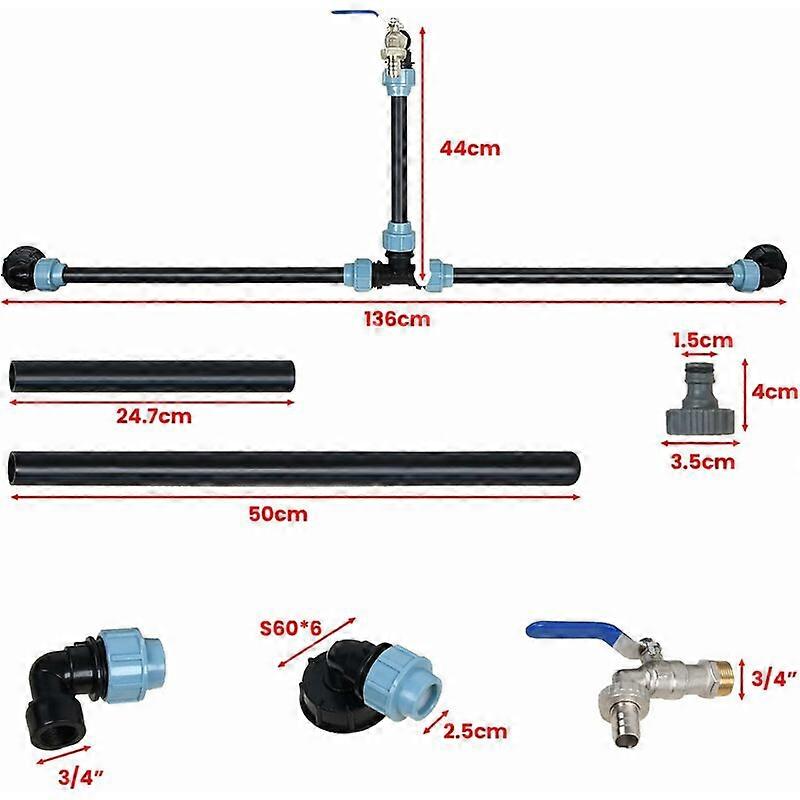 IBC connection kit - IBC adapter - For 2 IBC tanks side by side / rain ...