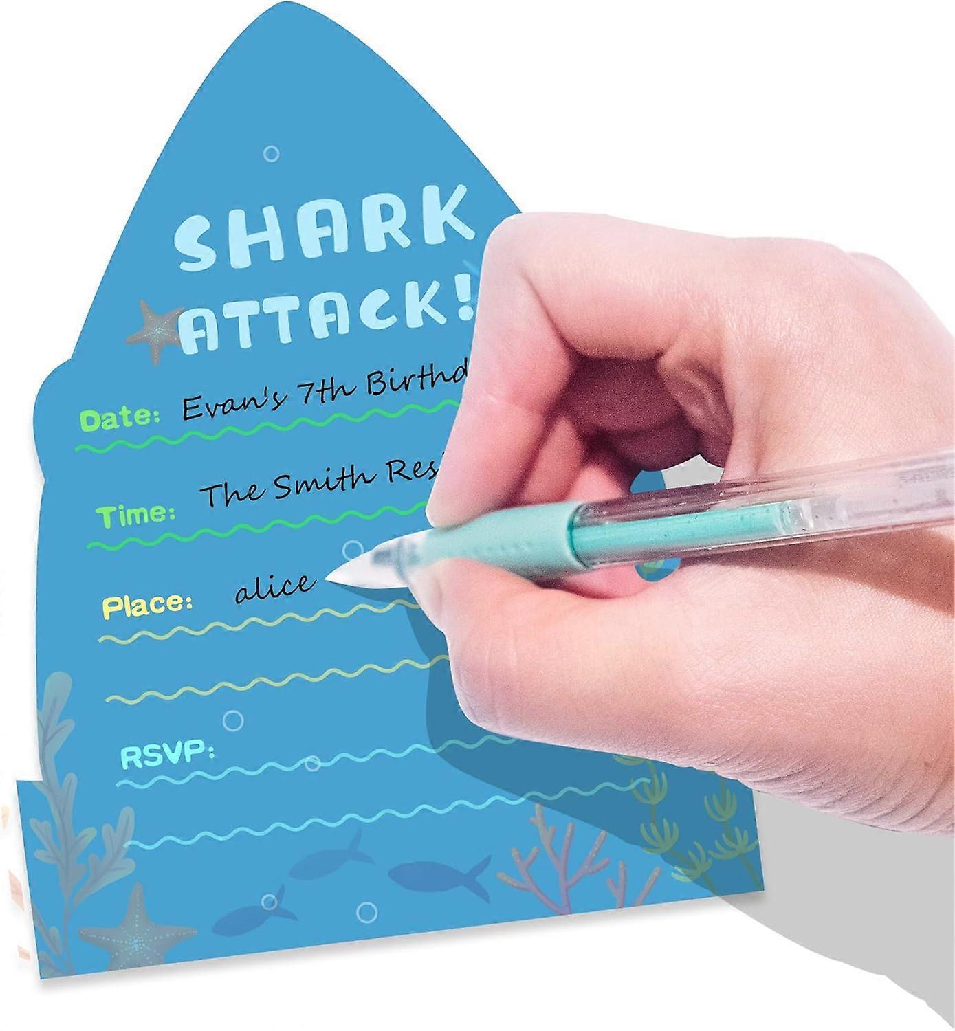 25 Pack Shark Birthday Party Invitations with Envelopes-Double Sided ...