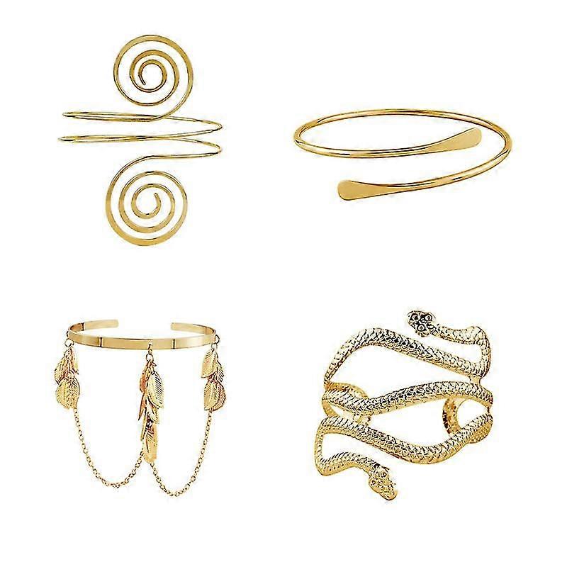 4 Pcs Cuff Bangle Bracelet Adjustable Upper Arm Armlets For Women ...