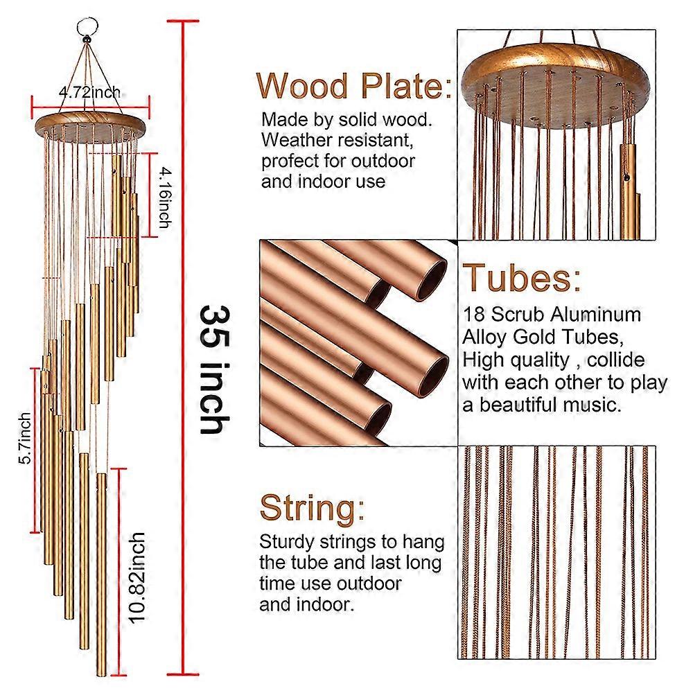Outdoor Wind Chimes, 90cm Memorial Wind Chimes with Hooks, 18 Aluminum ...
