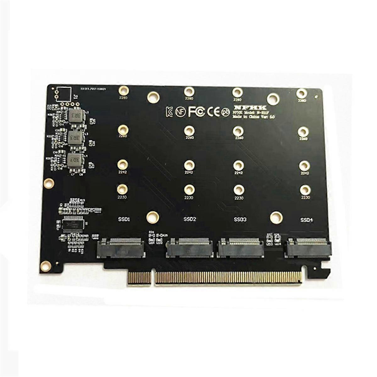 PCIe 4.0 X16 Hard Drive Adapter Card 4 NVMe M.2 SSD Array Card ...