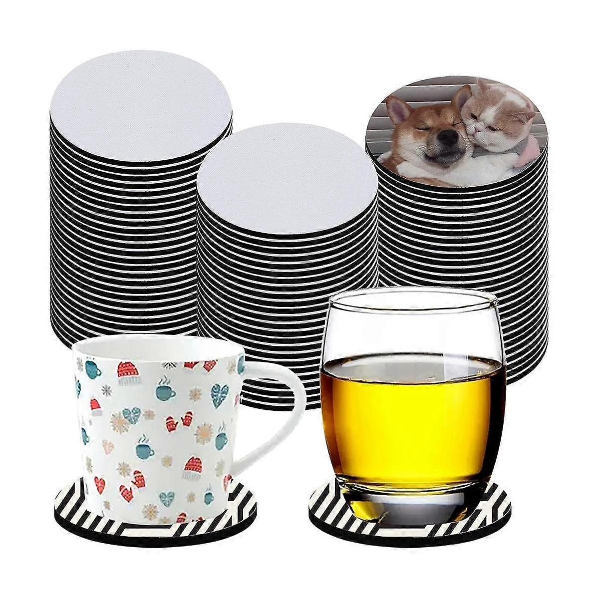 80PC Sublimation Blank Cup Coasters Bulk,4X4Inch Round Blank Cup Mat ...