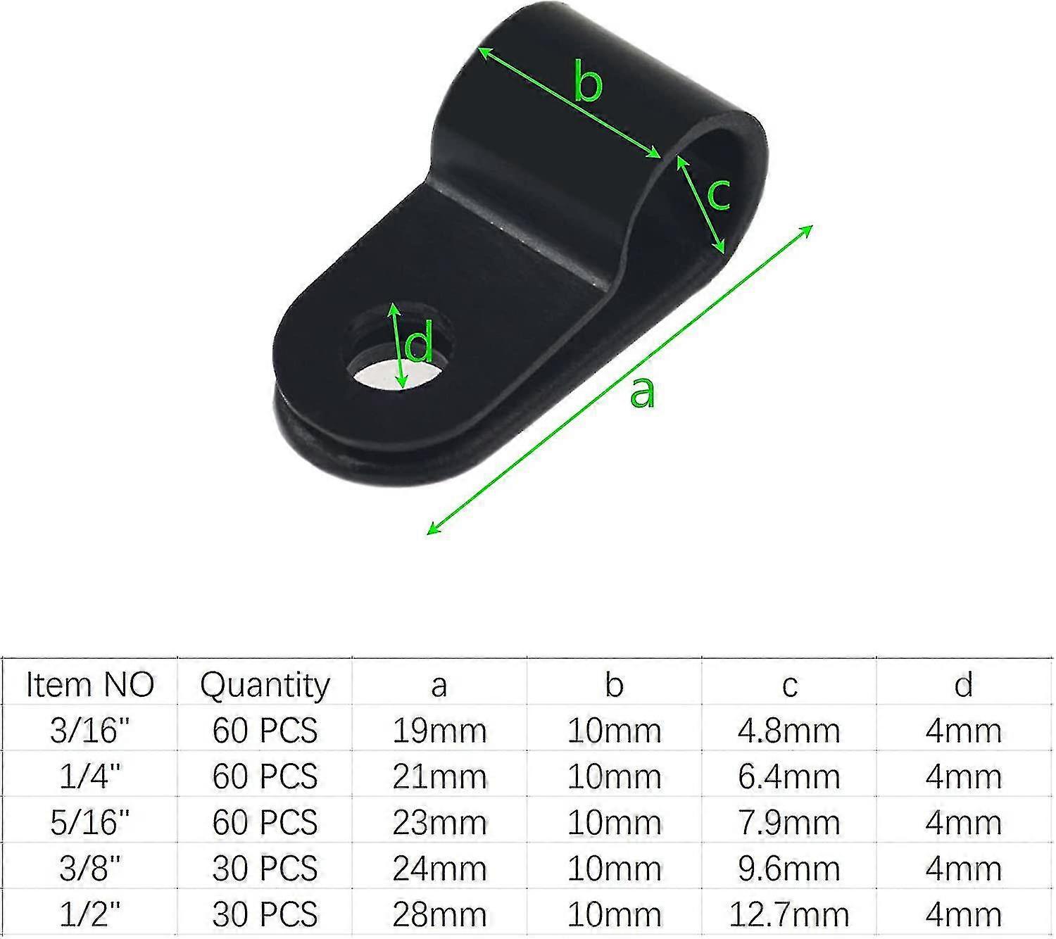 240 Pcs Black Plastic Cable Fixing Clips Cable Cleats Nylon R Wire ...
