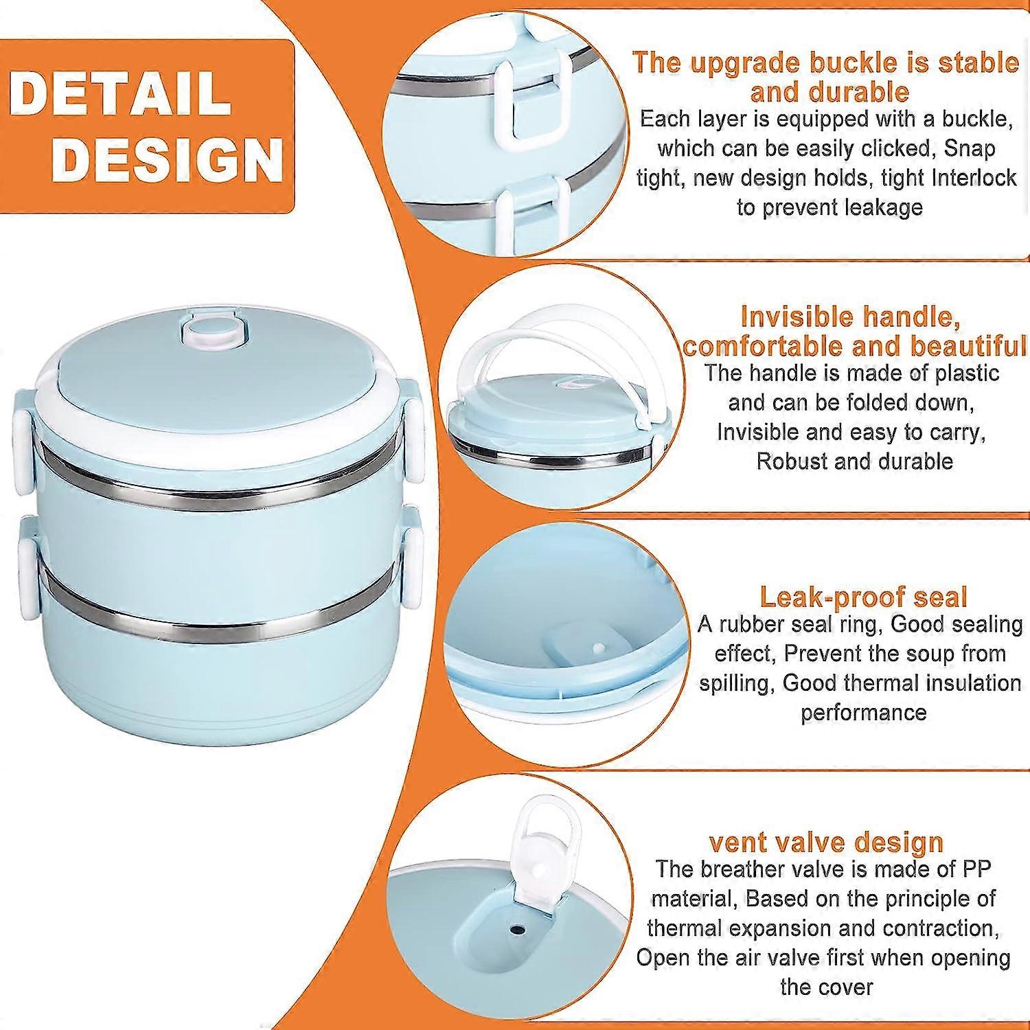 Thermos For Hot Food, Lunch Box, Thermal Lunch Box Stackable Hot Food ...