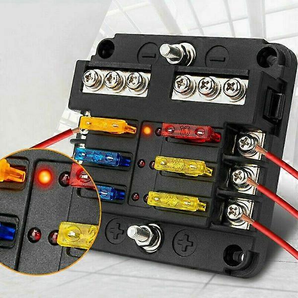 6-Way Waterproof Fuse Block,with LED Indicator 12 Circuits with ...