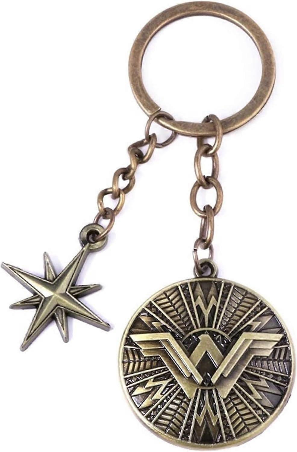 Cartoon Wonder Woman Keychain DC Comics Superhero Wonder Woman W Logo ...