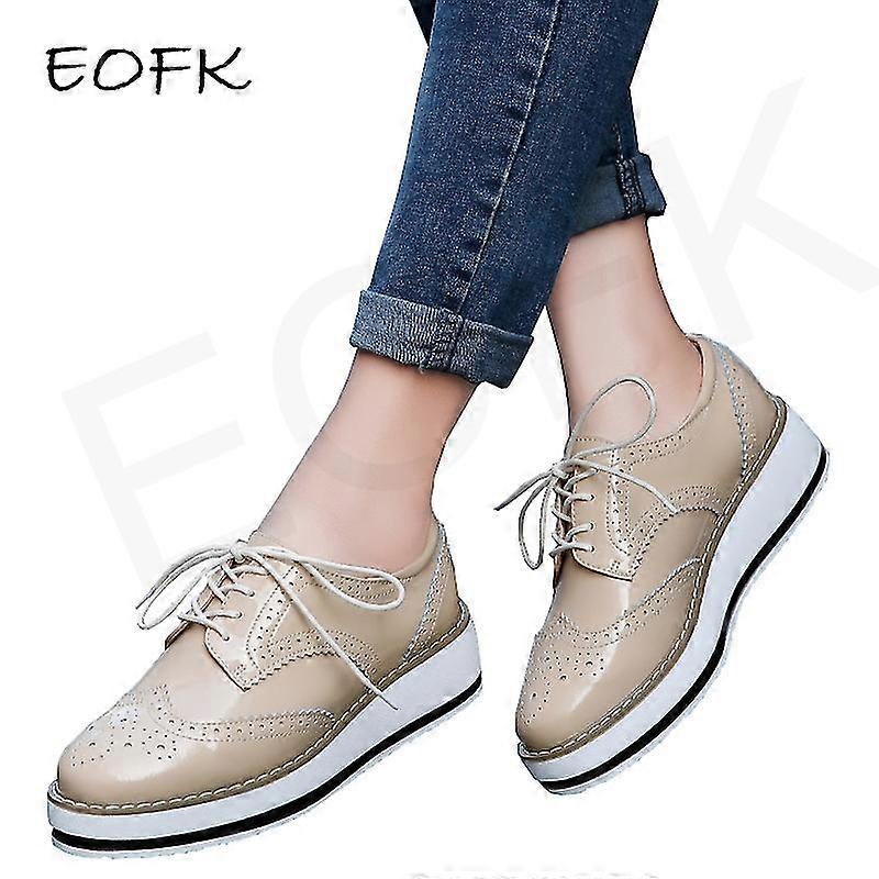 Oxford Leather Flat Shoes For Women | Fruugo UK