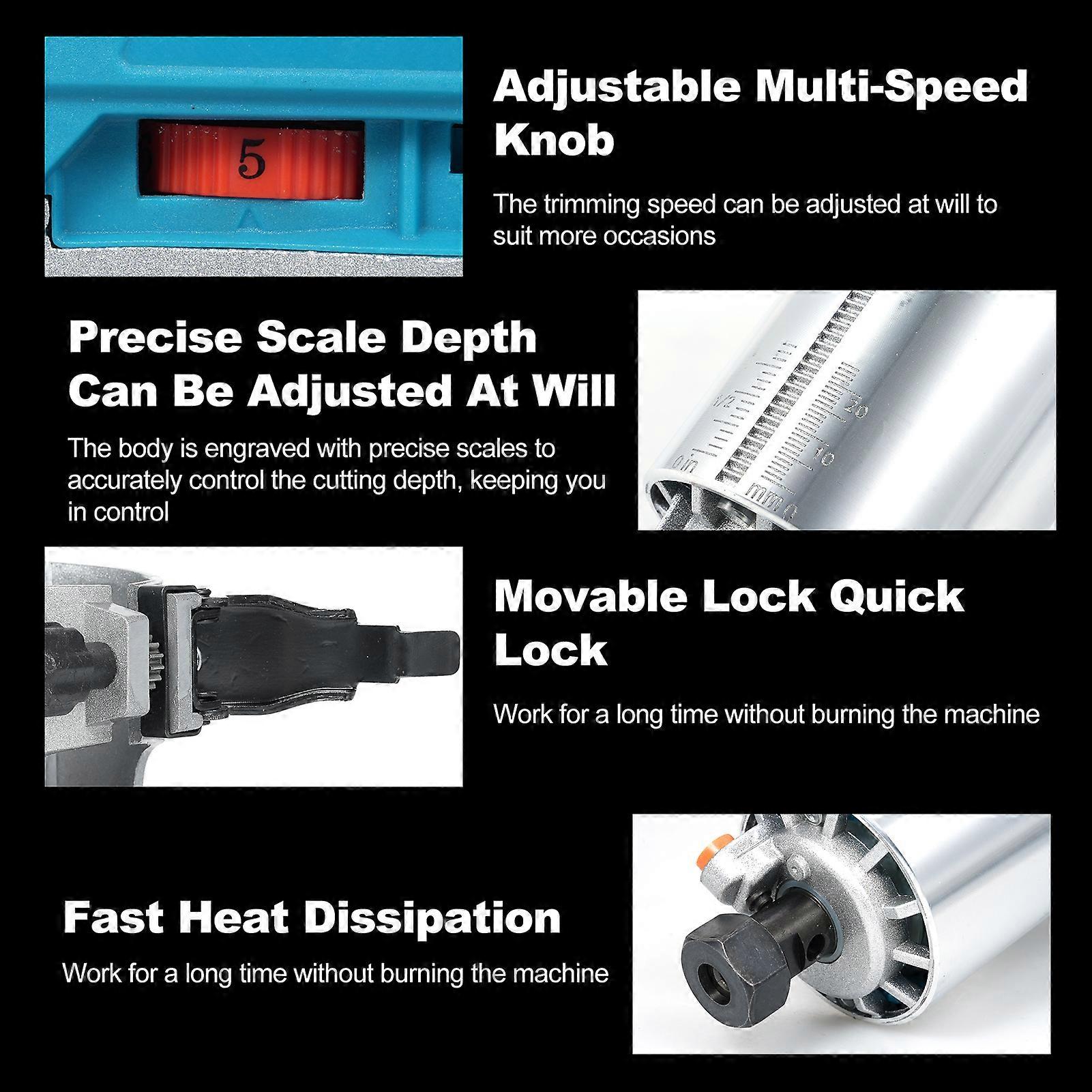 Wood Router Tool Electric Trim Router 6 Variable Speed Palm Routers for ...