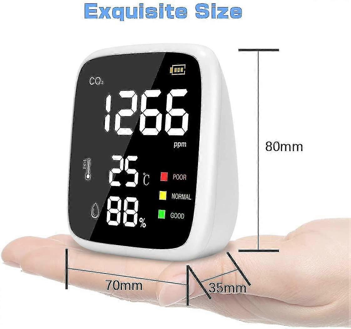 Co2 Detector, 400-5000 Ppm Home Co2 Sensor, 3 In 1 Co2 Detector Meter ...