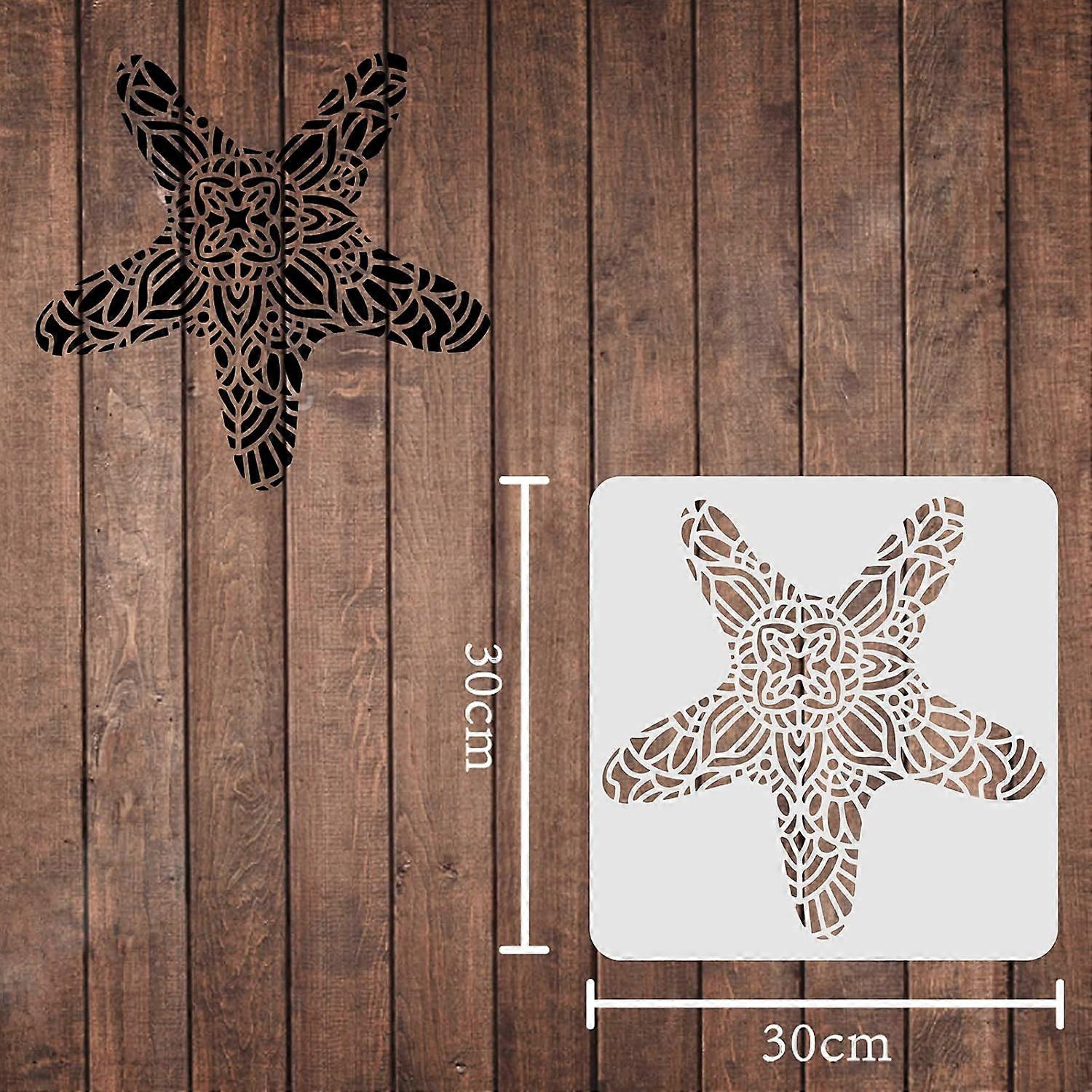 Starfish Stencils 11.8x11.8inch Plastic Mandala Starfish Painting Stencils Reusable Create DIY ...