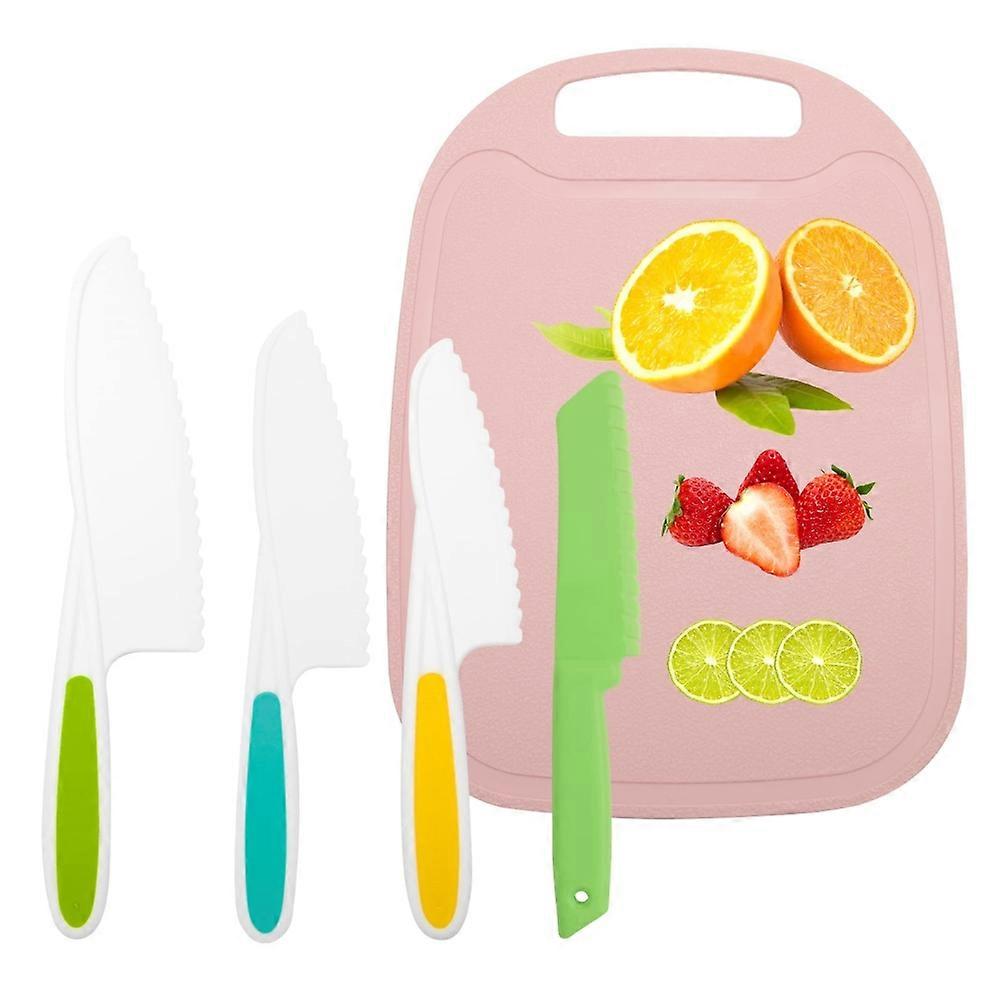 Kid Safe Cutter Set 4 Plastic Children Cooking Cutter and 1 Cutting ...