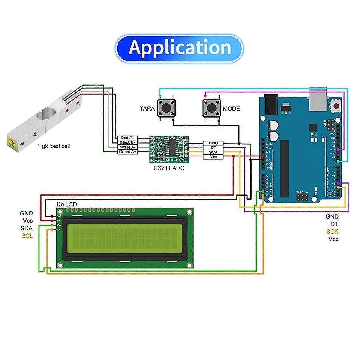 Digital Load Cell Weight Sensor-4 Sets 1KG Load Cell HX711 AD Weighit ...