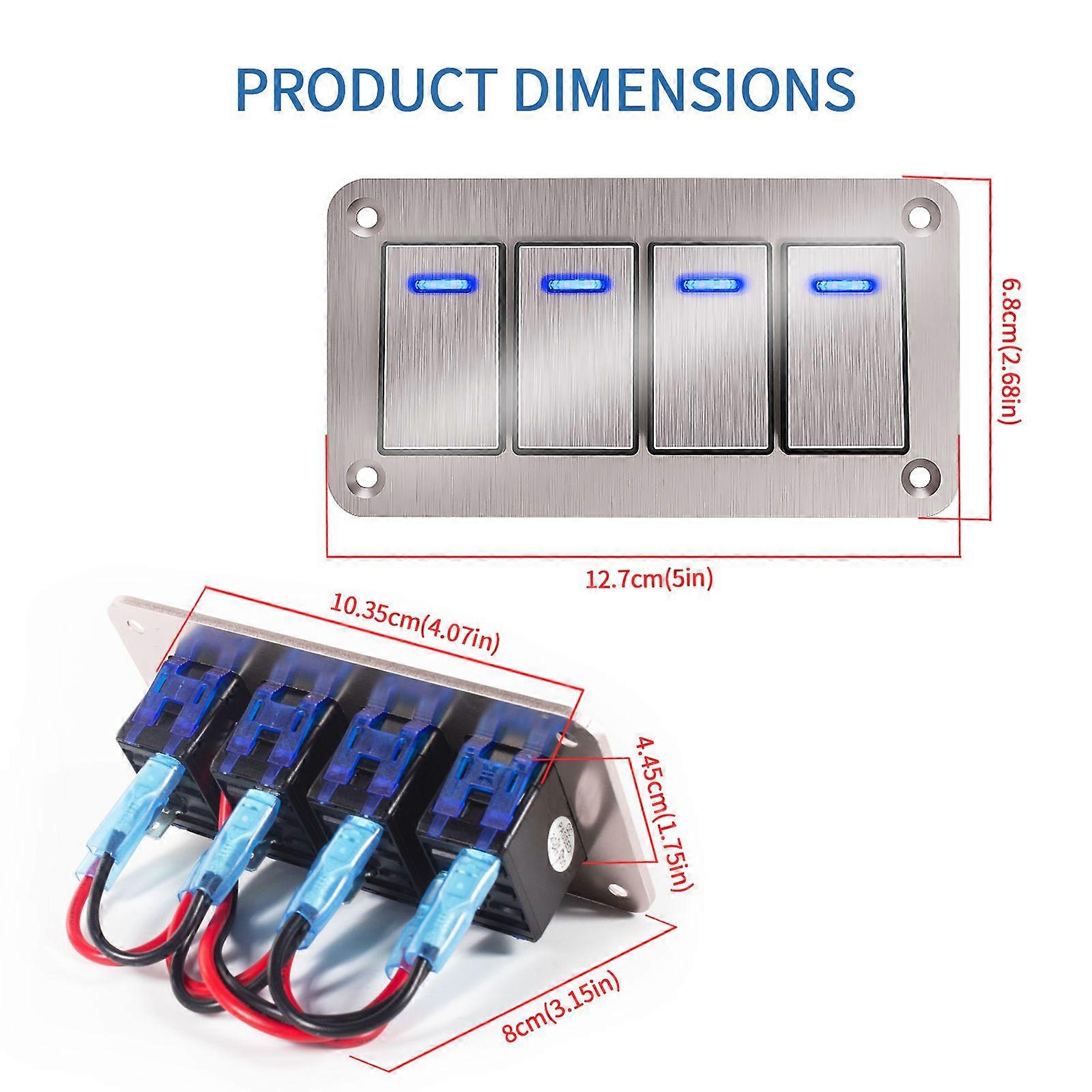 Waterproof Switch Panel 12v Rocker Switch Panel Universal ON-OFF 12v ...