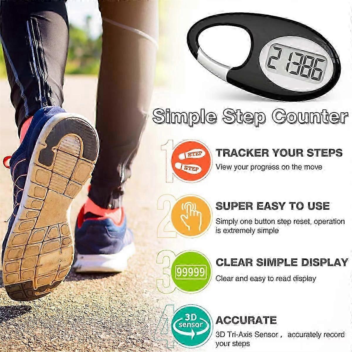 Mini Digital Pedometer 3D Walking Step Counter White & Silver | Fruugo UK
