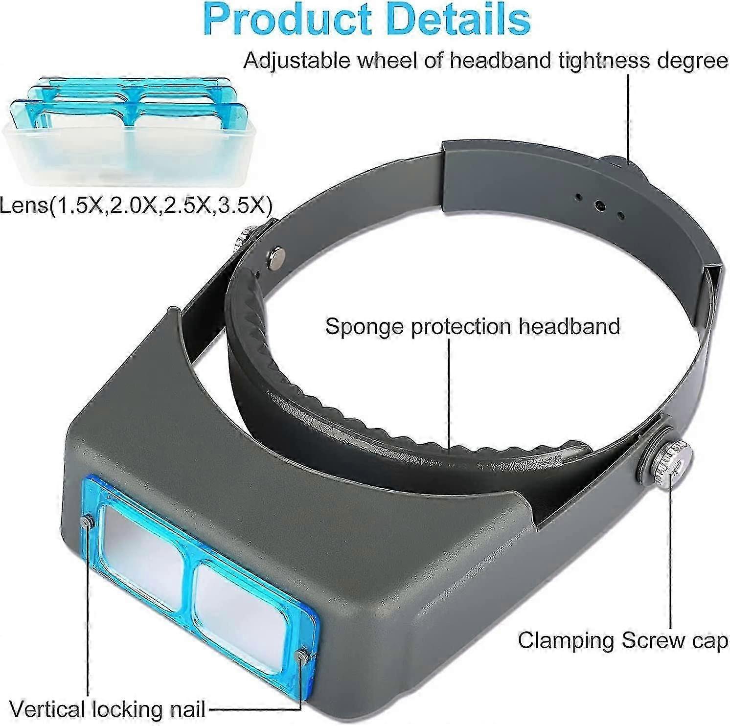 Headband Magnifier, Professional Double Lens Head-mounted Loupe Jewelry ...
