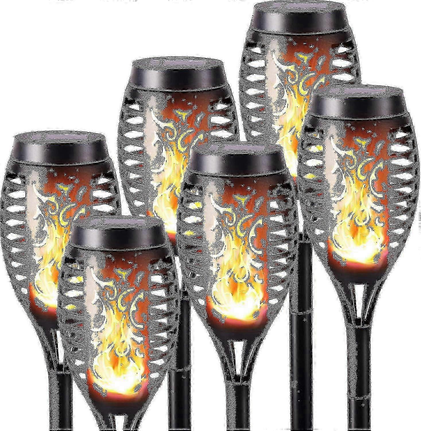 Outdoor Solar Flame Lights - 6 Pack Waterproof Solar Torch Light, Solar ...