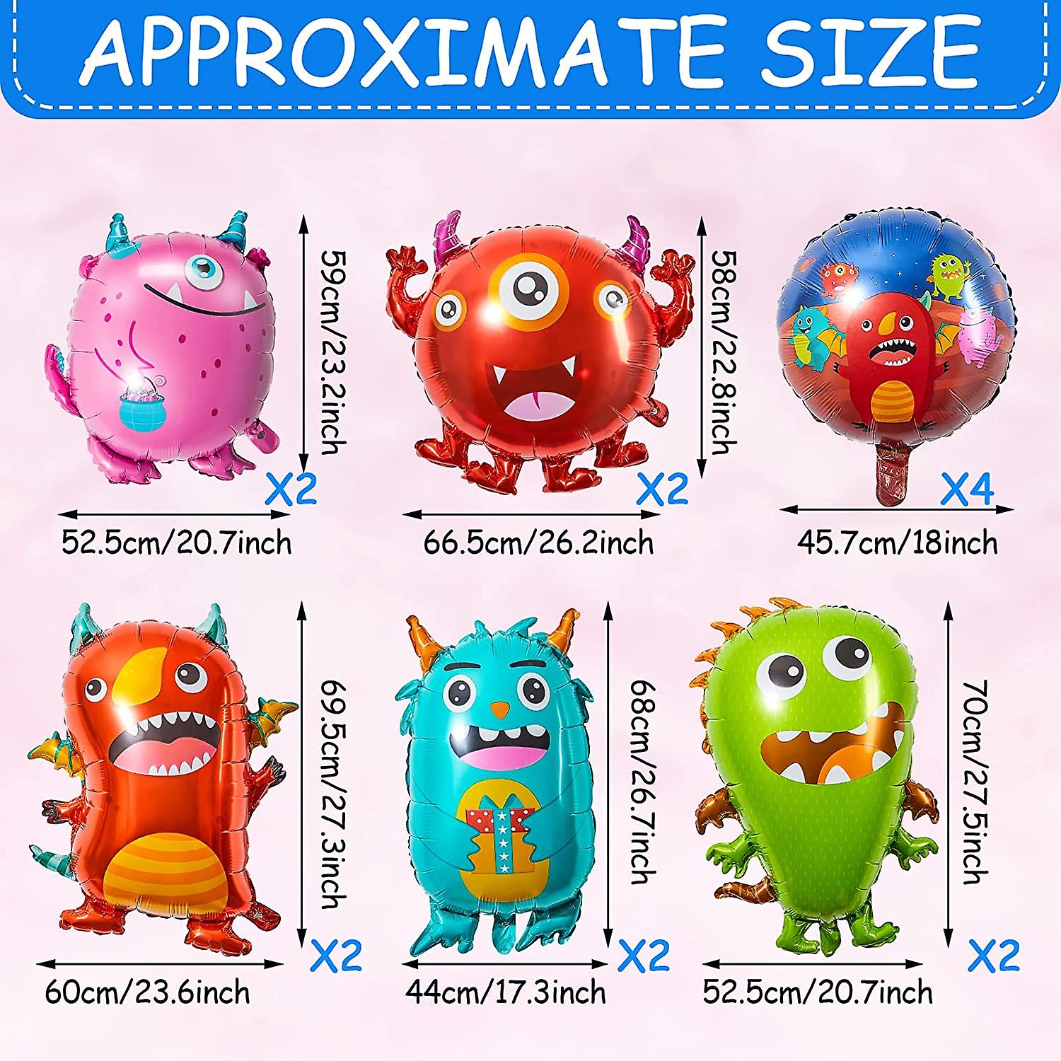 14 Pieces Monster Party Balloons Set Monster Birthday Party Supplies ...