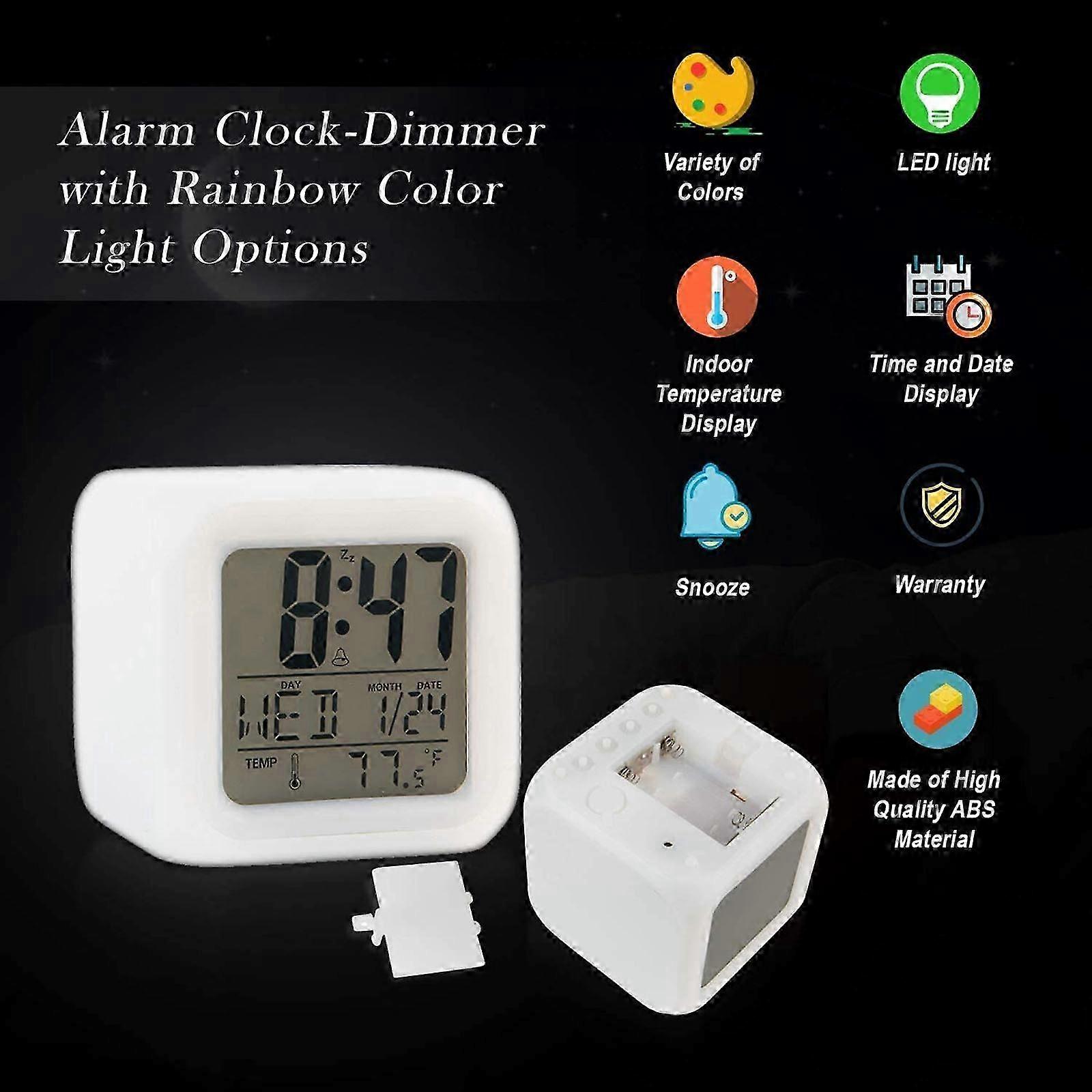 Alarm Clock 7 Colours LED Change Digital Glowing Night Light for Kids ...