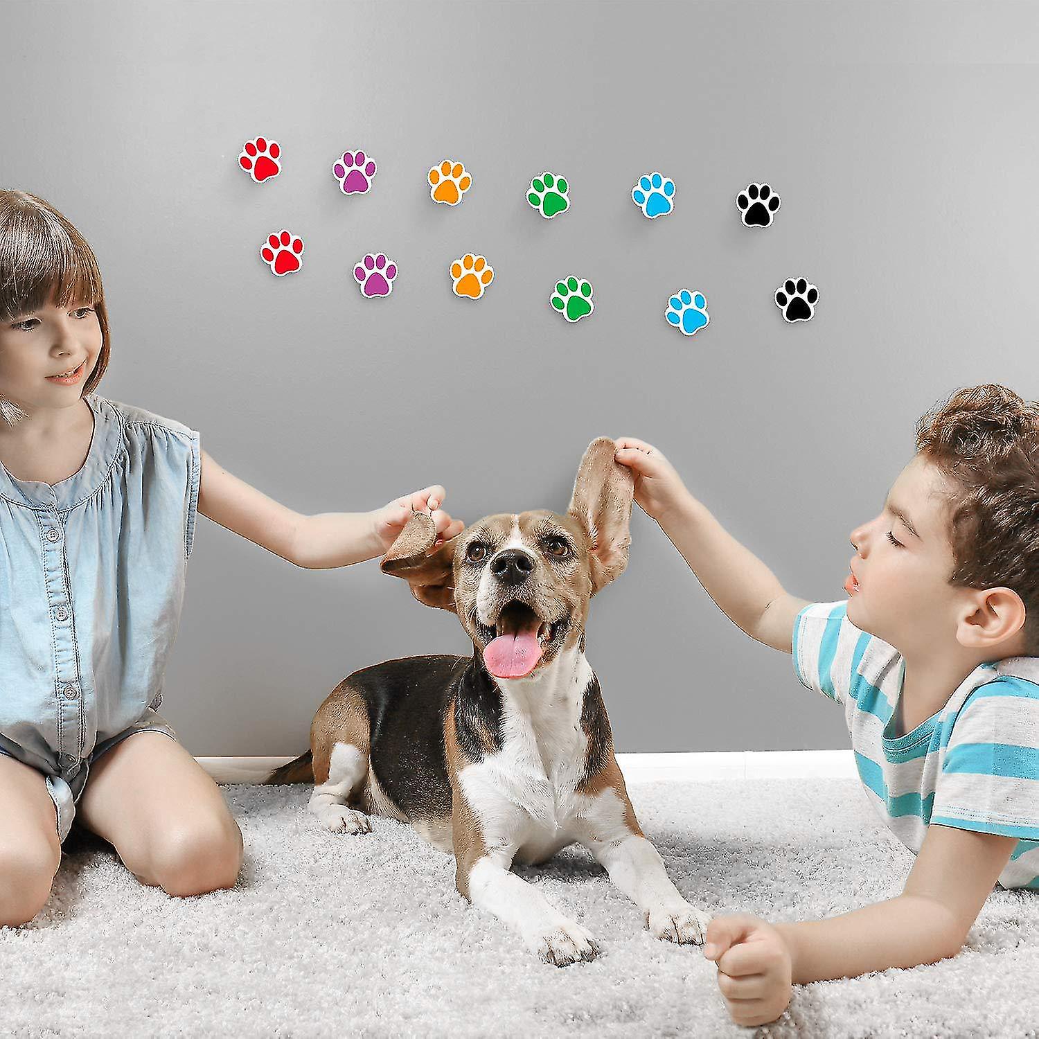 Dog Paw Decoration Stickers For Kids, 1.5 Inch 6colors Dog Footprint ...