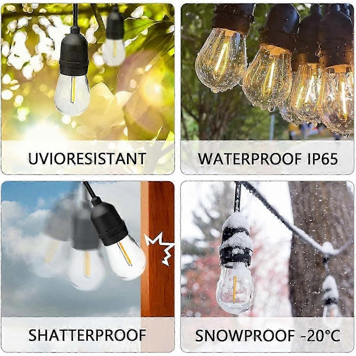 30-Pack Outdoor String Light Bulbs, Waterproof S14 Replacement Bulb ...
