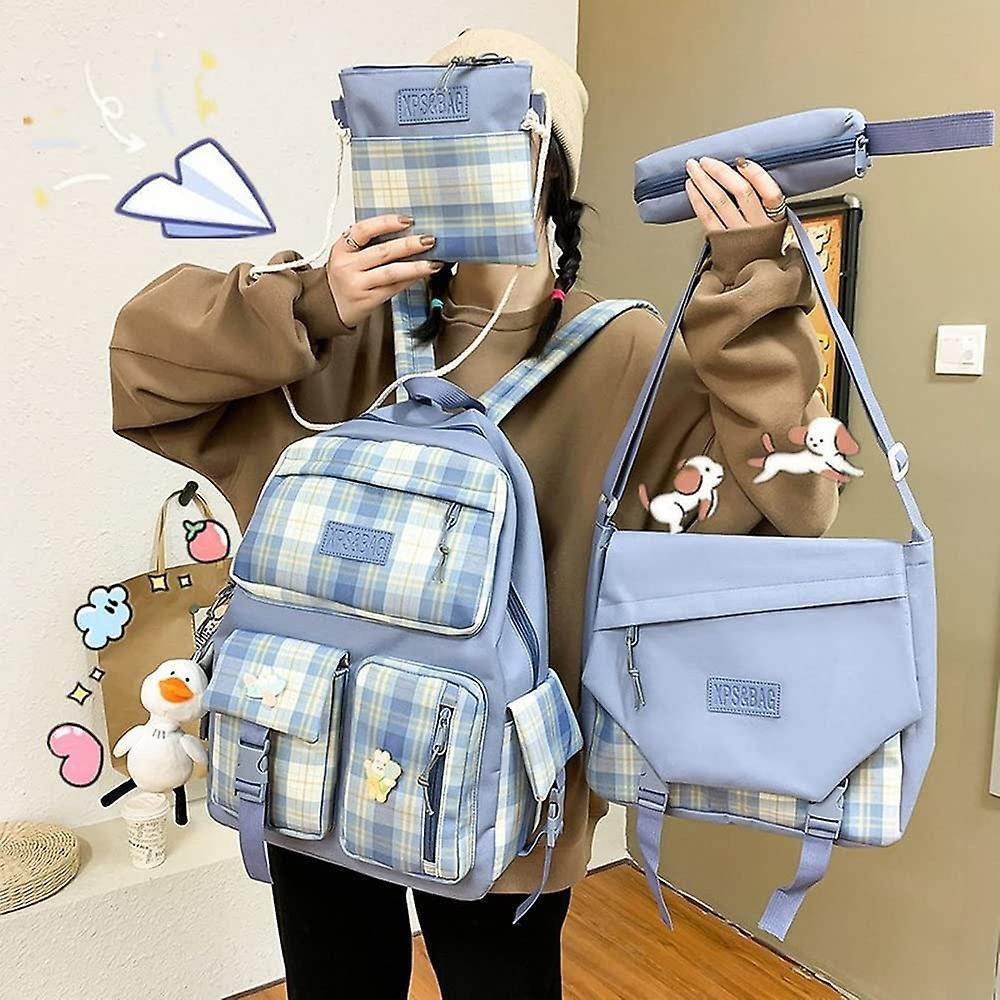 Heytea Kawaii Plaid Backpack Trendy Travel Bag Iheytea S Large Capacity ...