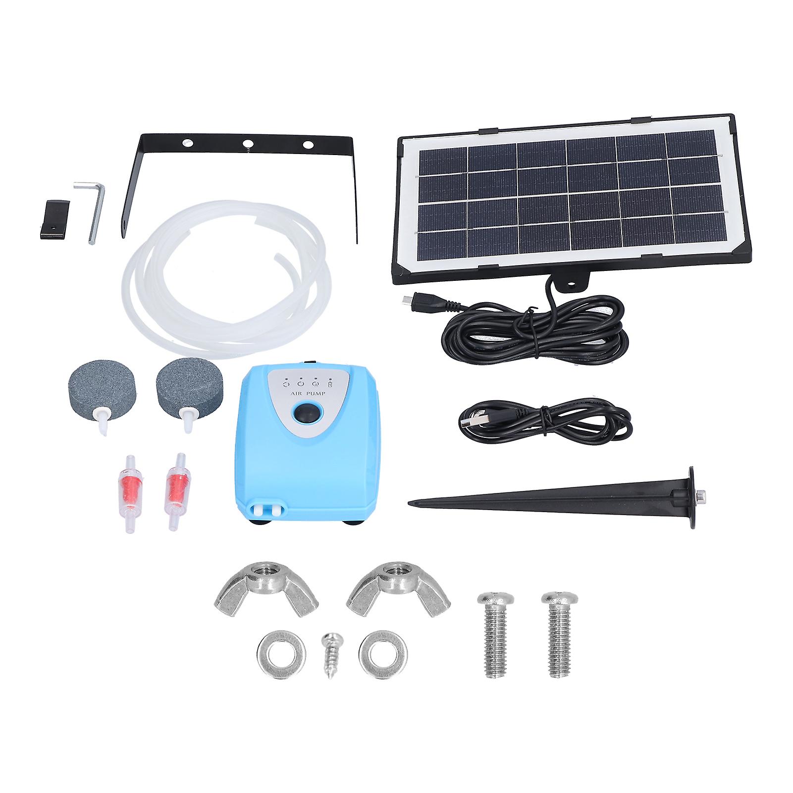 Solar Powered Oxygenator Water Oxygen Low Noise Air Pump Pond Aerator ...