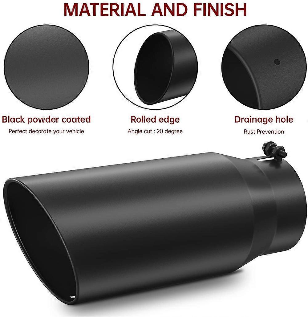4 Inch/10.16cm Inlet Black Exhaust Tip, 4" Inlet 5" Outlet 12" Long ...